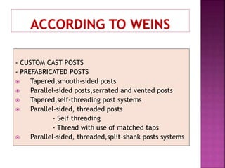 Cast post - Restoration of endodontically treated teeth | PPTX
