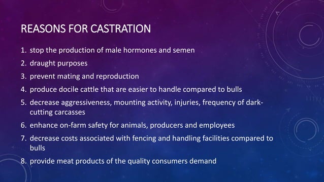 CASTRATION AND ITS TYPES IN VETERINARY ANIMALS | PPTX