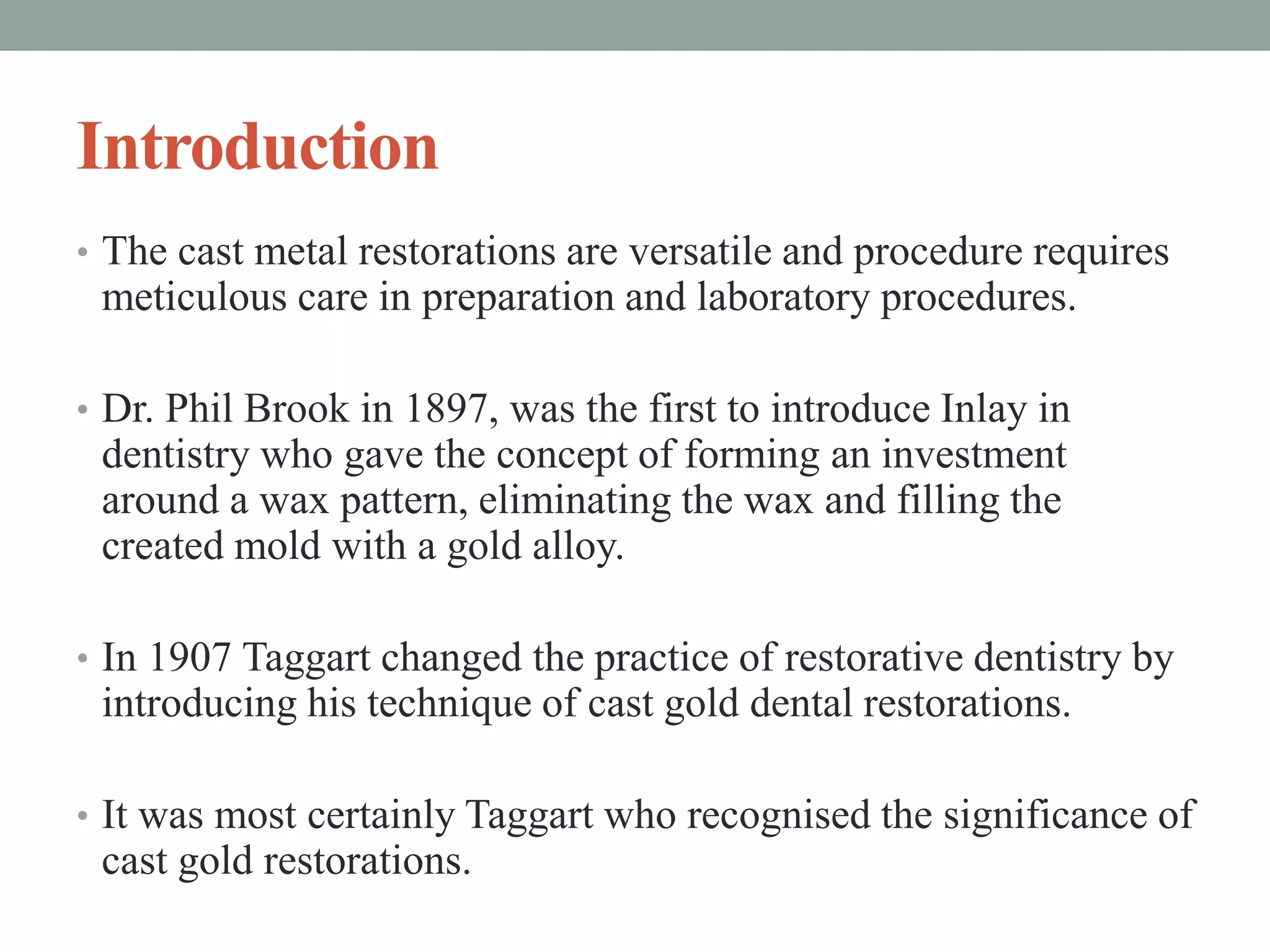 Cavity preparation for cast metal restorations | PPTX