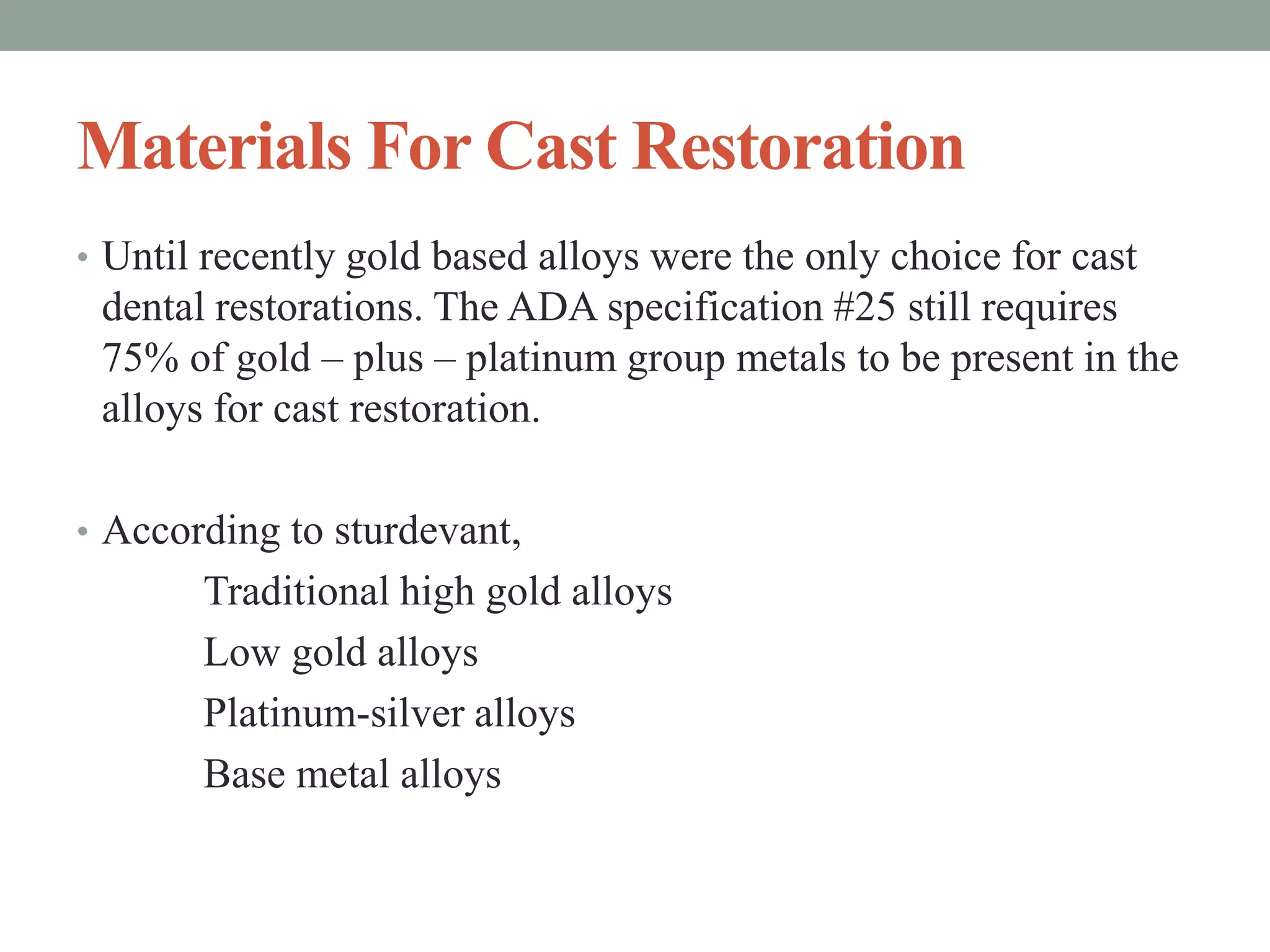 Cavity preparation for cast metal restorations | PPTX