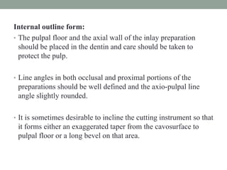 Cavity preparation for cast metal restorations | PPTX