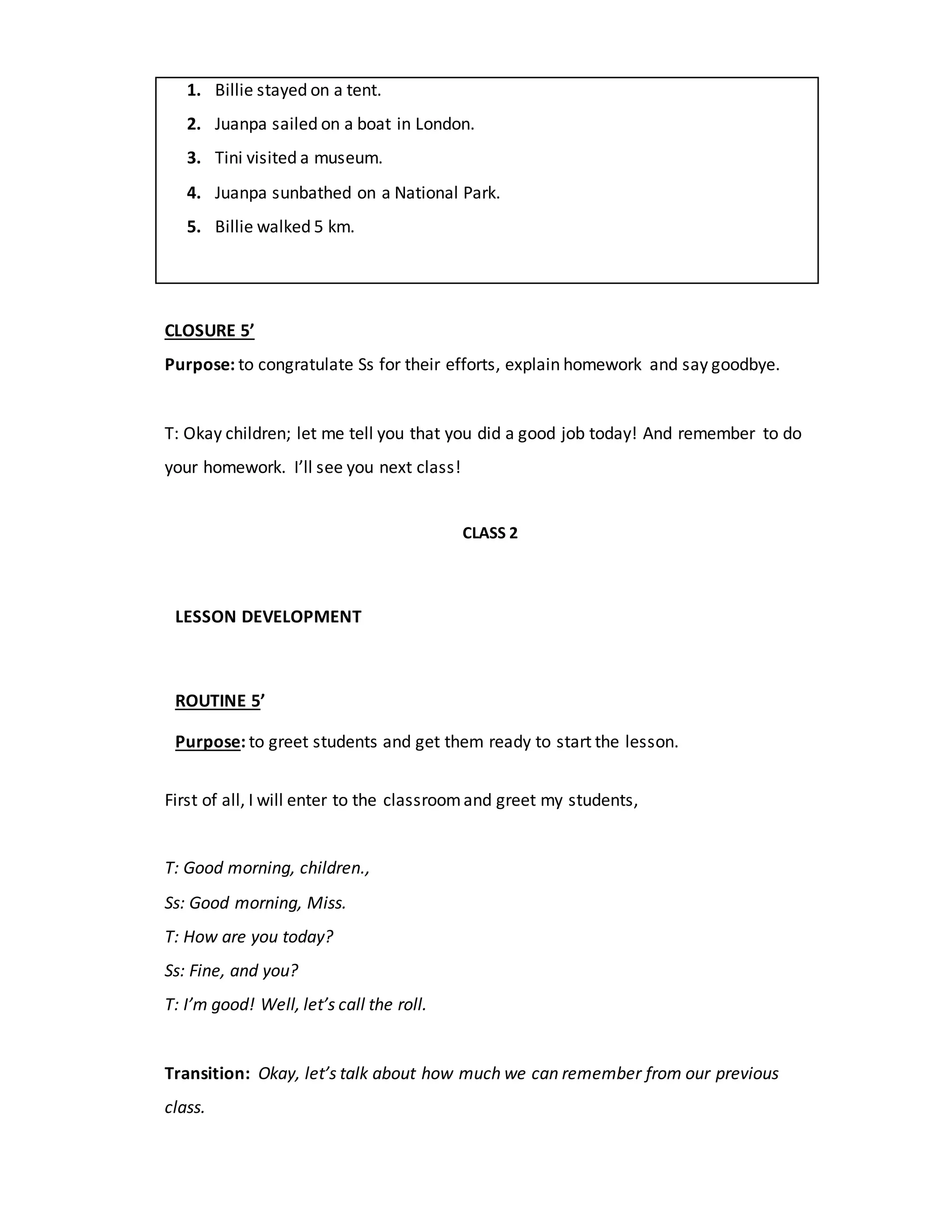 Mock lesson plans for Primary Level | DOCX