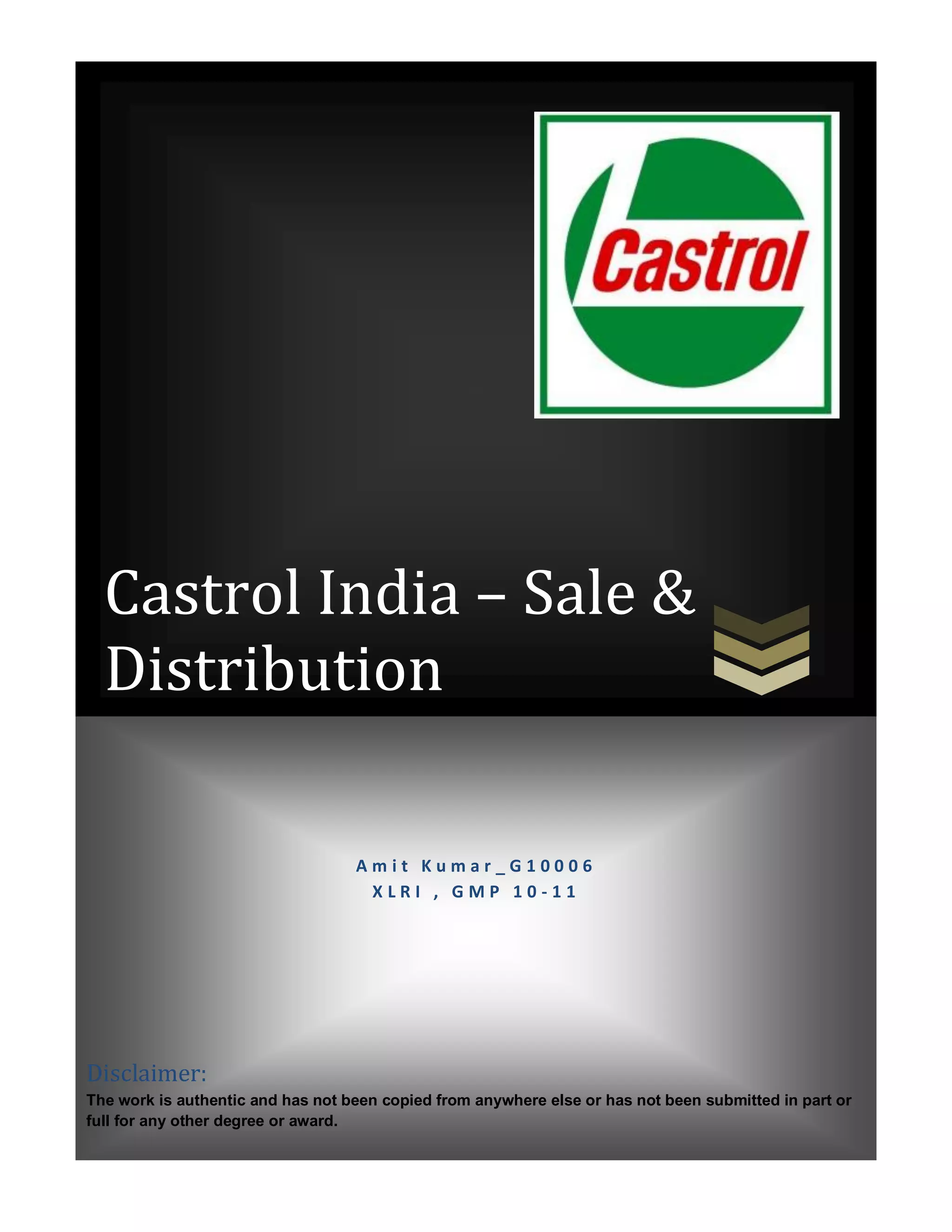 Castrol sales & distribution mgmt | PDF