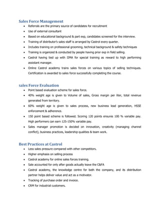 Castrol sales & distribution mgmt | PDF