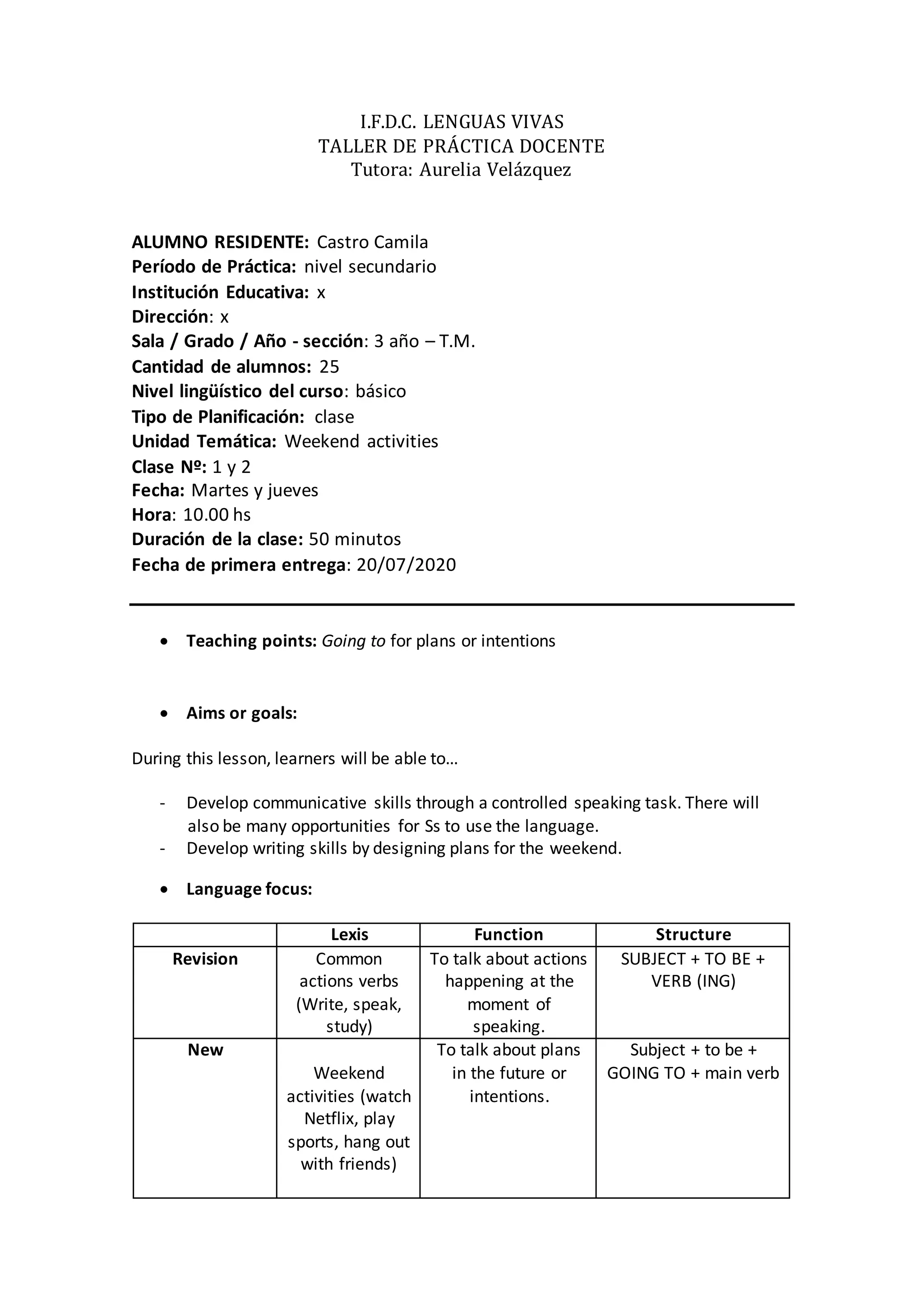 Mock lesson plans - Secondary level | PDF
