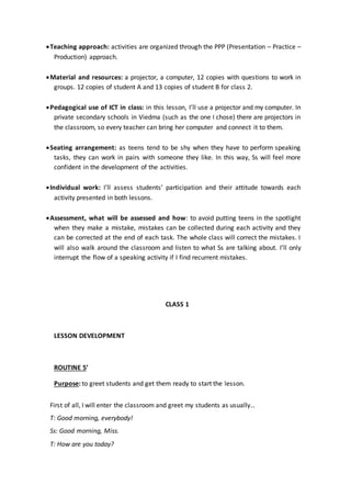Mock lesson plans - Secondary level | PDF