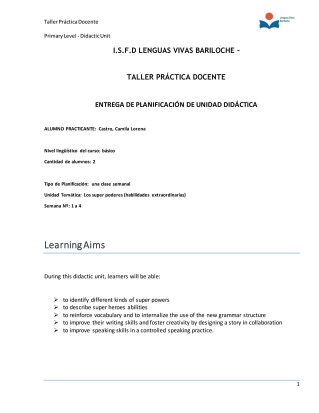 Didactic unit - Primary level | DOCX