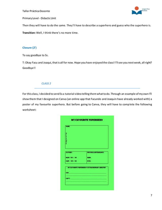 Didactic unit - Primary level | DOCX