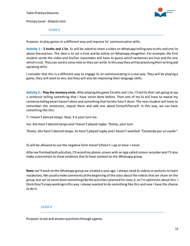 Mock didactic unit - Secondary level | PDF