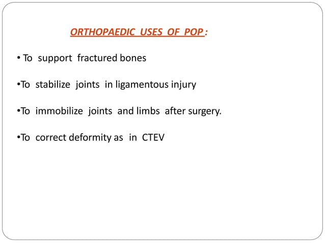 POP PLASTER AND CAST TECHNIQUES | PPTX | First Aid | Injuries