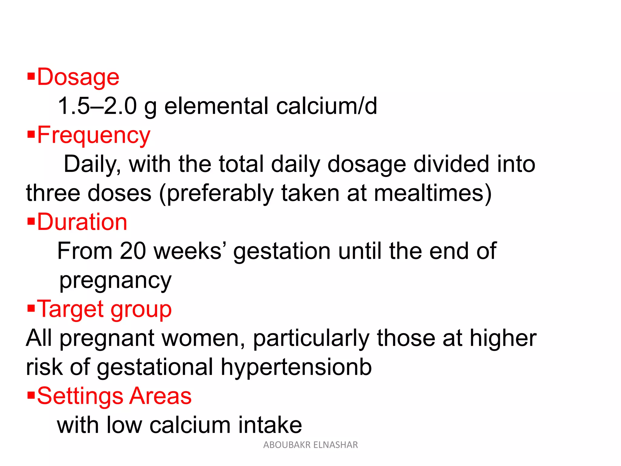 Calcium supplementation in pregnant women | PDF