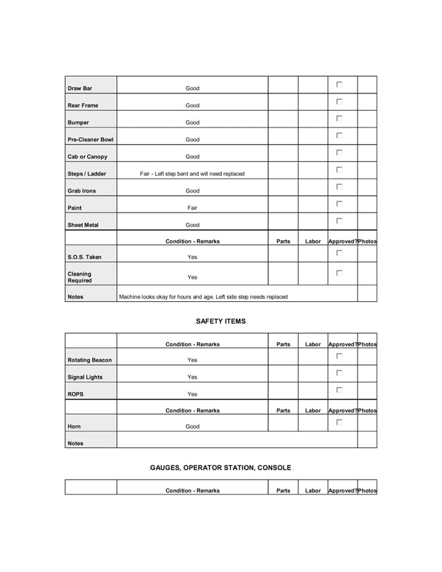 CAT 140H APM01758 MOTOR GRADER INSPECTION REPORT | PDF