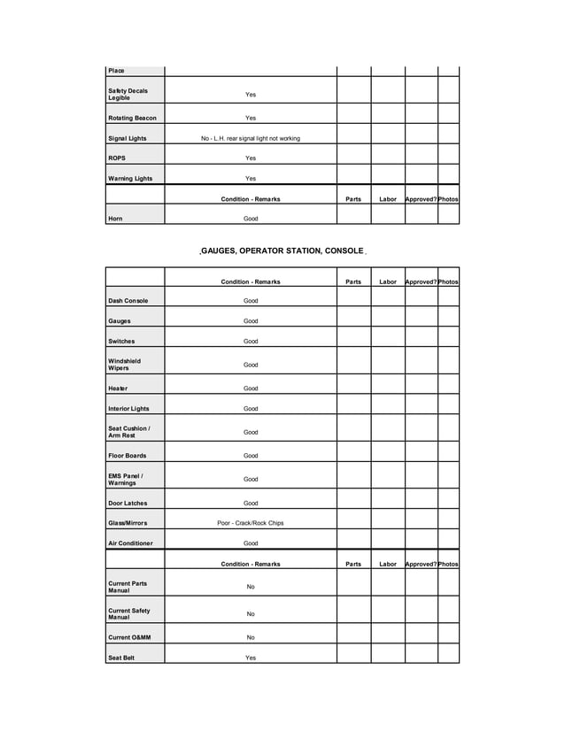 CAT 140H APM01808 MOTOR GRADER INSPECTION REPORT | PDF