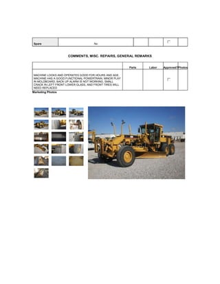 CAT 140H APM02182 MOTOR GRADER INSPECTION REPORT | PDF