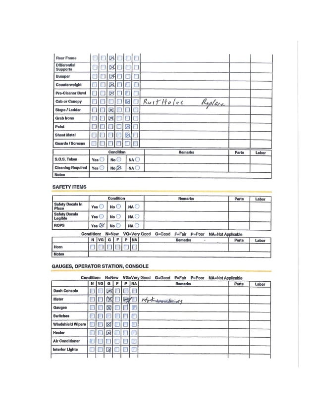 CAT 950 81J11954 WHEEL LOADER INSPECTION REPORT