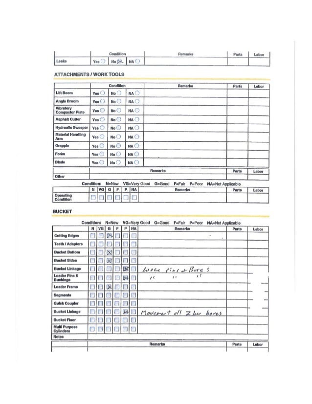 CAT 950 81J11954 WHEEL LOADER INSPECTION REPORT