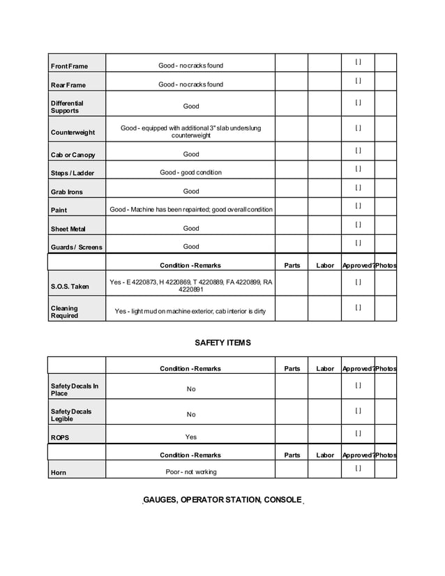 CAT 980F 8CJ01562 WHEEL LOADER INSPECTION REPORT | PDF