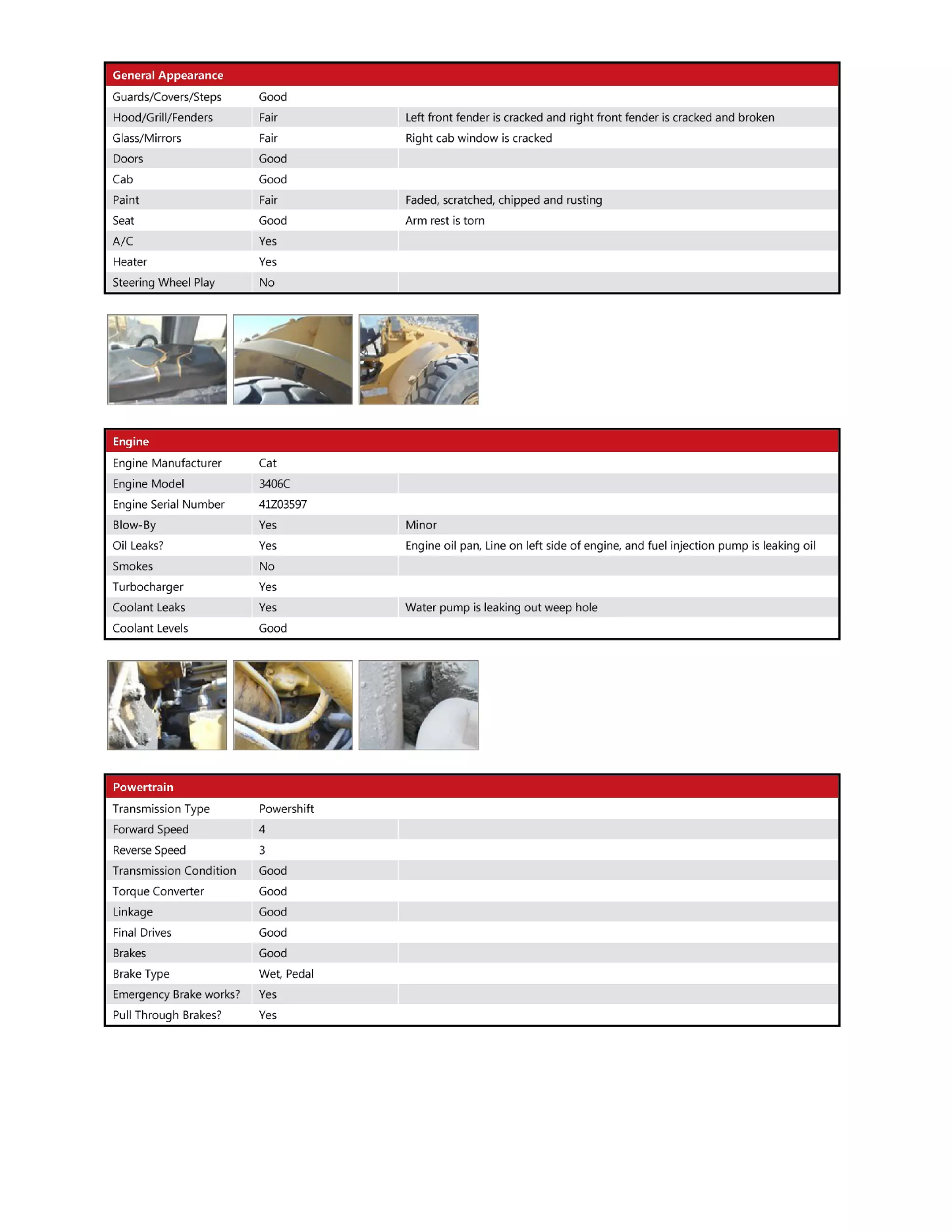 CAT 980G 2KR00876 WHEEL LOADER INSPECTION REPORT | PDF