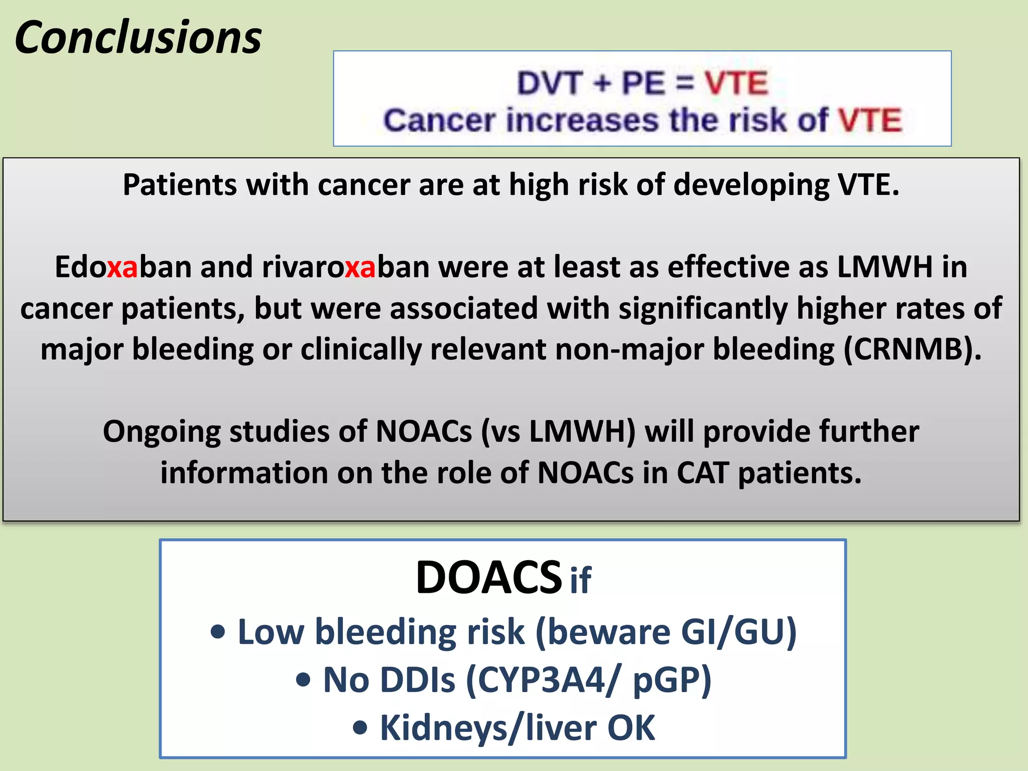 Cancer-Associated Thrombosis.From LMWH to DOACs | PPTX