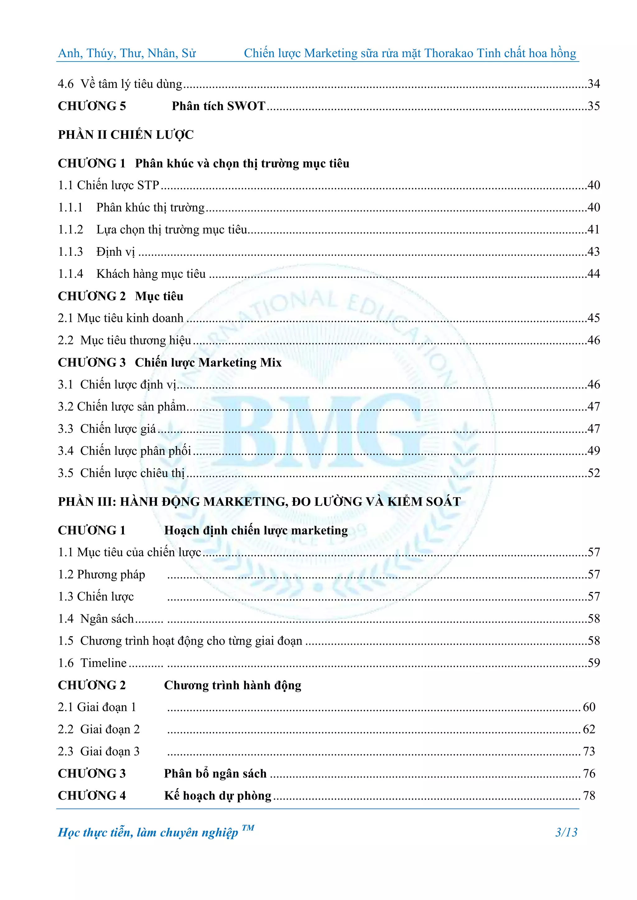 Kế hoạch Marketing cho SRM Thorakao hạt nghệ bổ sung tinh chất hoa hồng ...