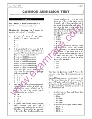 CAT 2005 Previous Year Question Paper with Answer Key | PDF