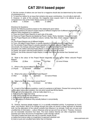 CAT 2014 Previous Year Question Paper with Answer Key | PDF