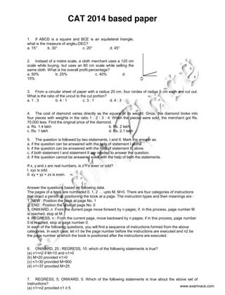 CAT 2014 Previous Year Question Paper with Answer Key | PDF