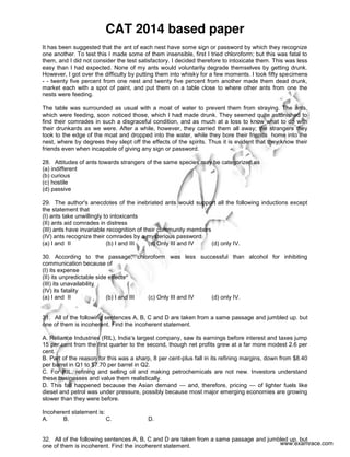 CAT 2014 Previous Year Question Paper with Answer Key | PDF