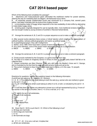 CAT 2014 Previous Year Question Paper with Answer Key | PDF