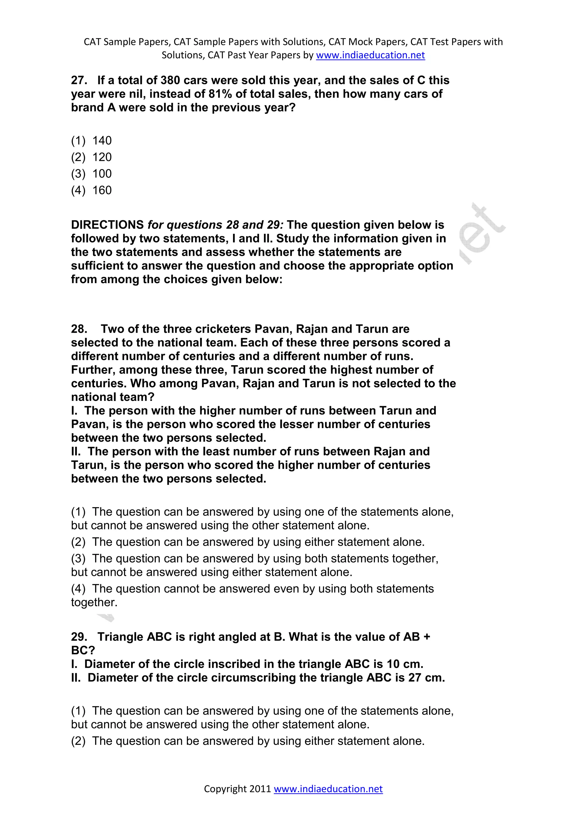 Cat sample-paper-1 | PDF