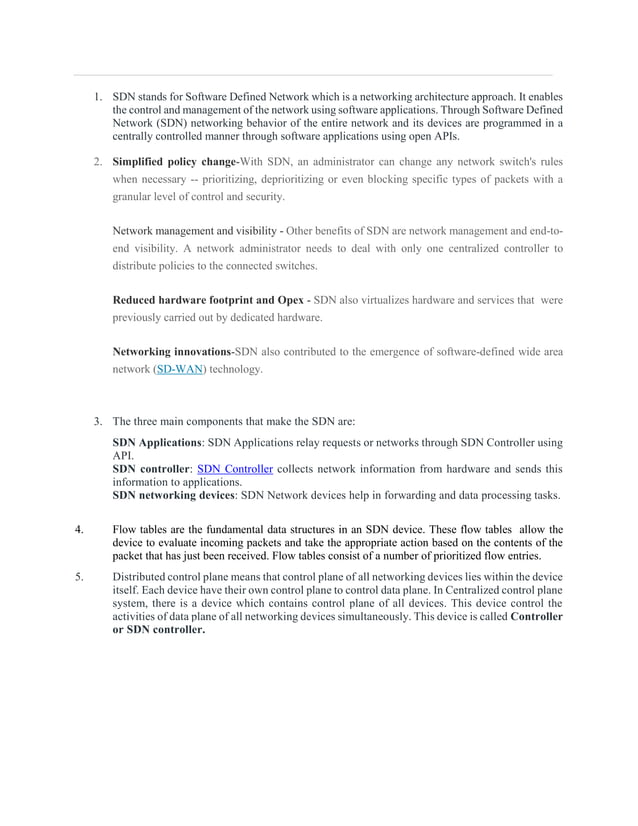 Study materials for software defined networks | PDF | Computer Networking | Computing
