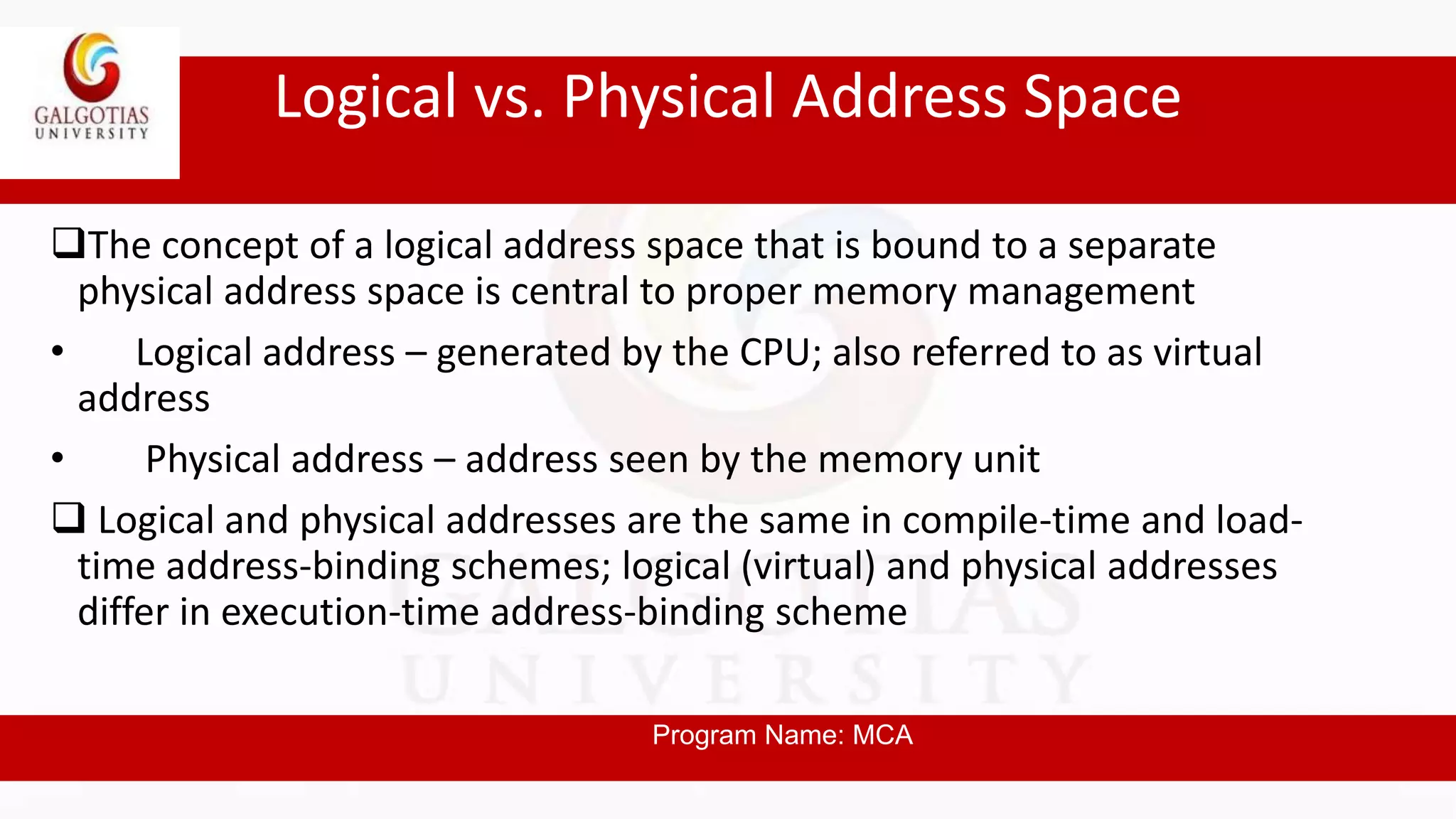 Memory management based on MCA | PPT