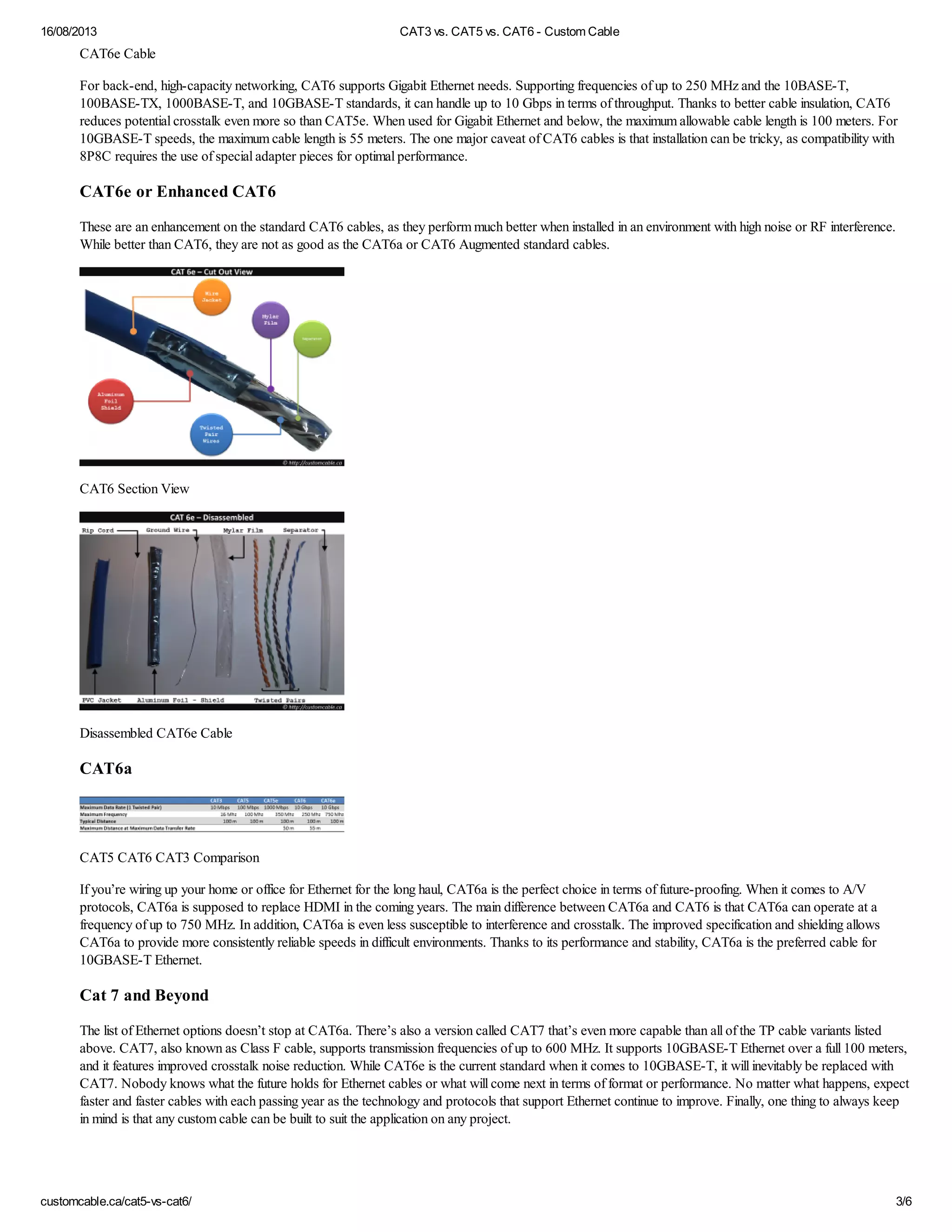 Cat3 vs. cat5 vs. cat5e vs. cat6 vs. cat6e vs. cat6a vs. cat7 | PDF