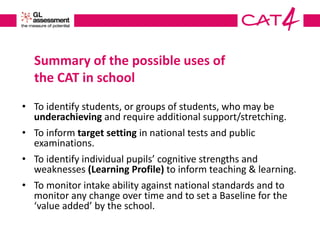 A comprehensive guide to interpreting your CAT4 data | PDF