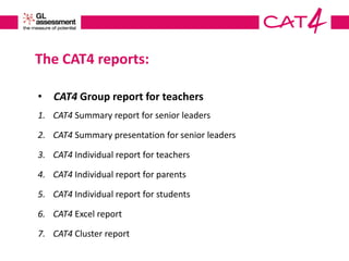 A comprehensive guide to interpreting your CAT4 data | PDF