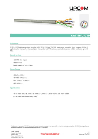 Cat 5e u utp data lan cables - upcom | PDF