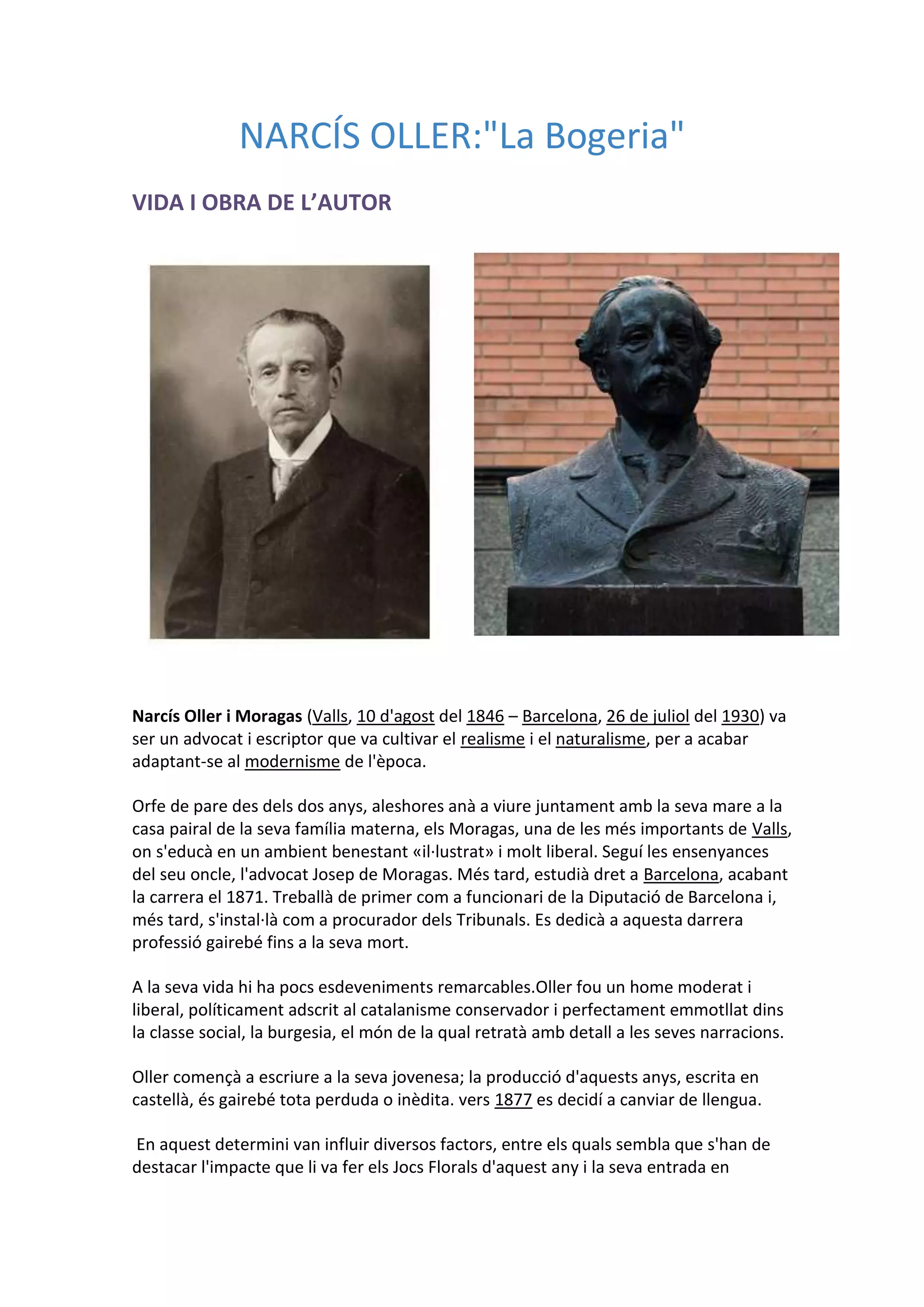 Narcís Oller, La bogeria. | DOCX