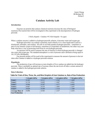 Catalase Enzyme Lab