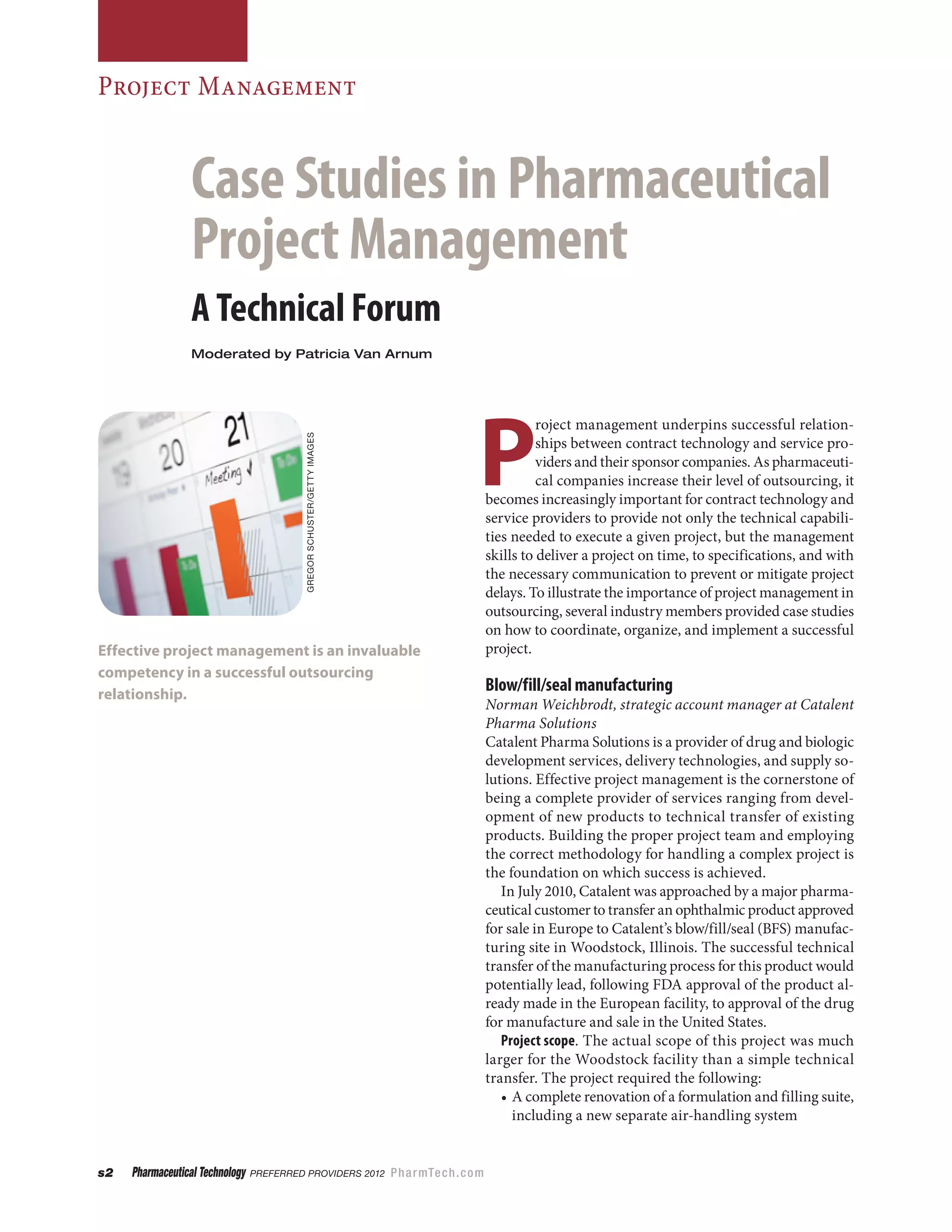 Case Studies in Pharmaceutical Project Management. | PDF