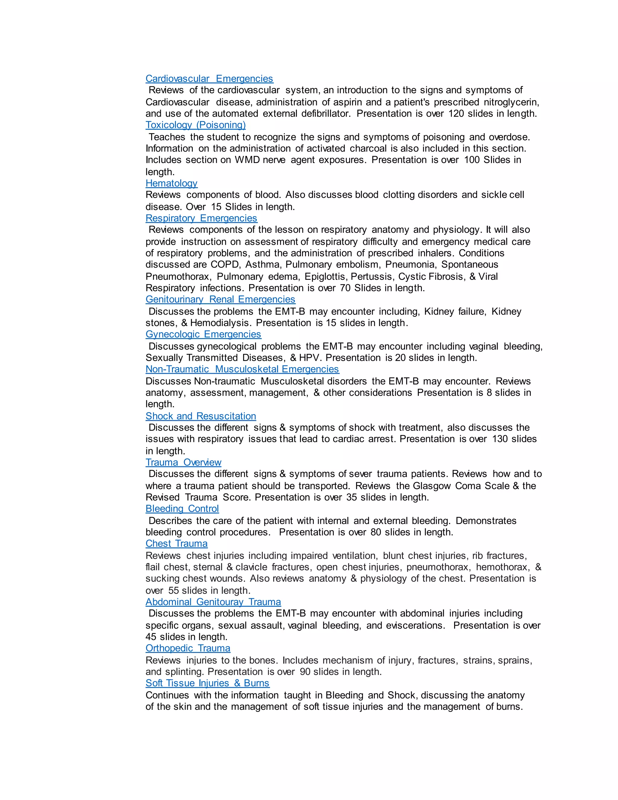CATALOG OF BRAVE TRAINING SOLUTIONS TRAINING PRESENTATIONS | DOCX