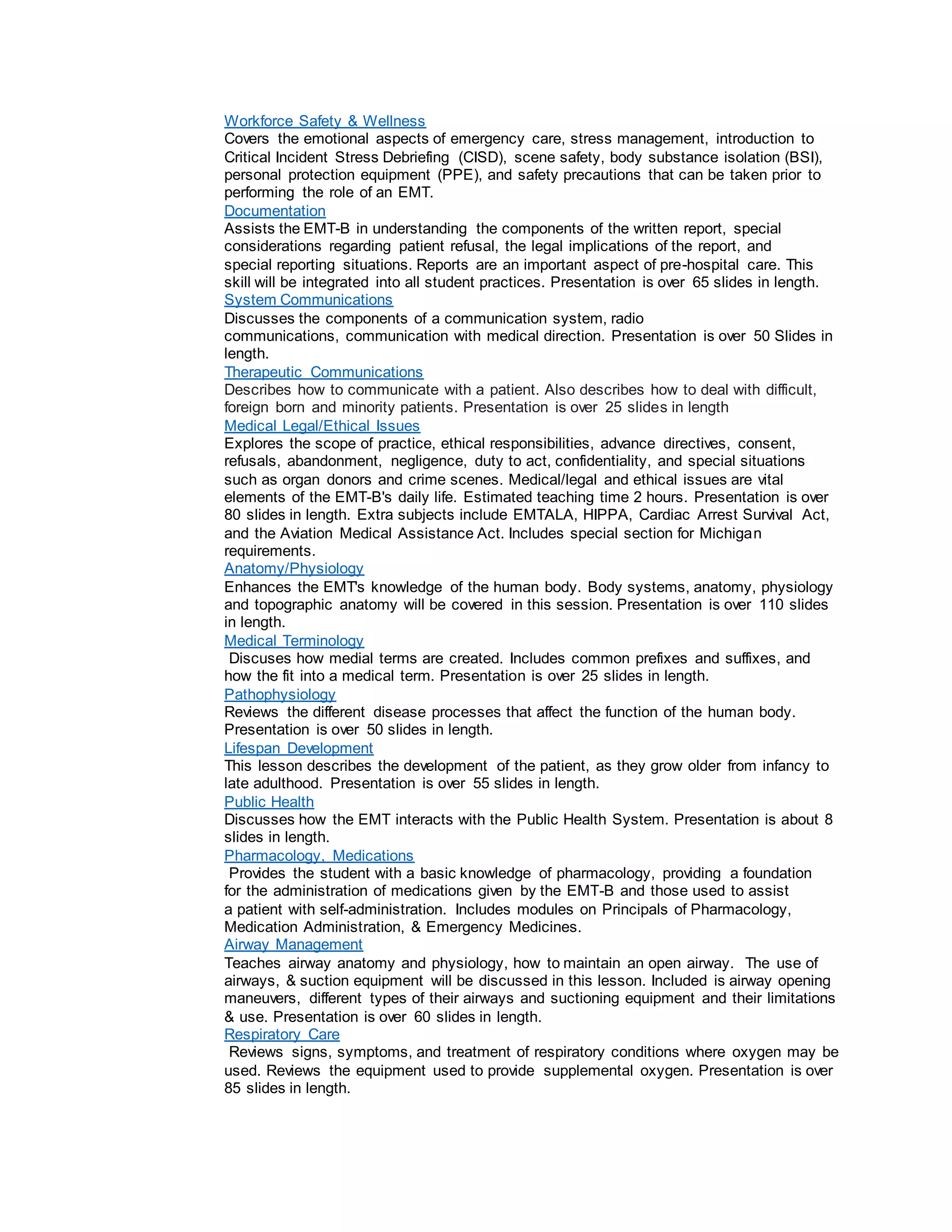 CATALOG OF BRAVE TRAINING SOLUTIONS TRAINING PRESENTATIONS | DOCX