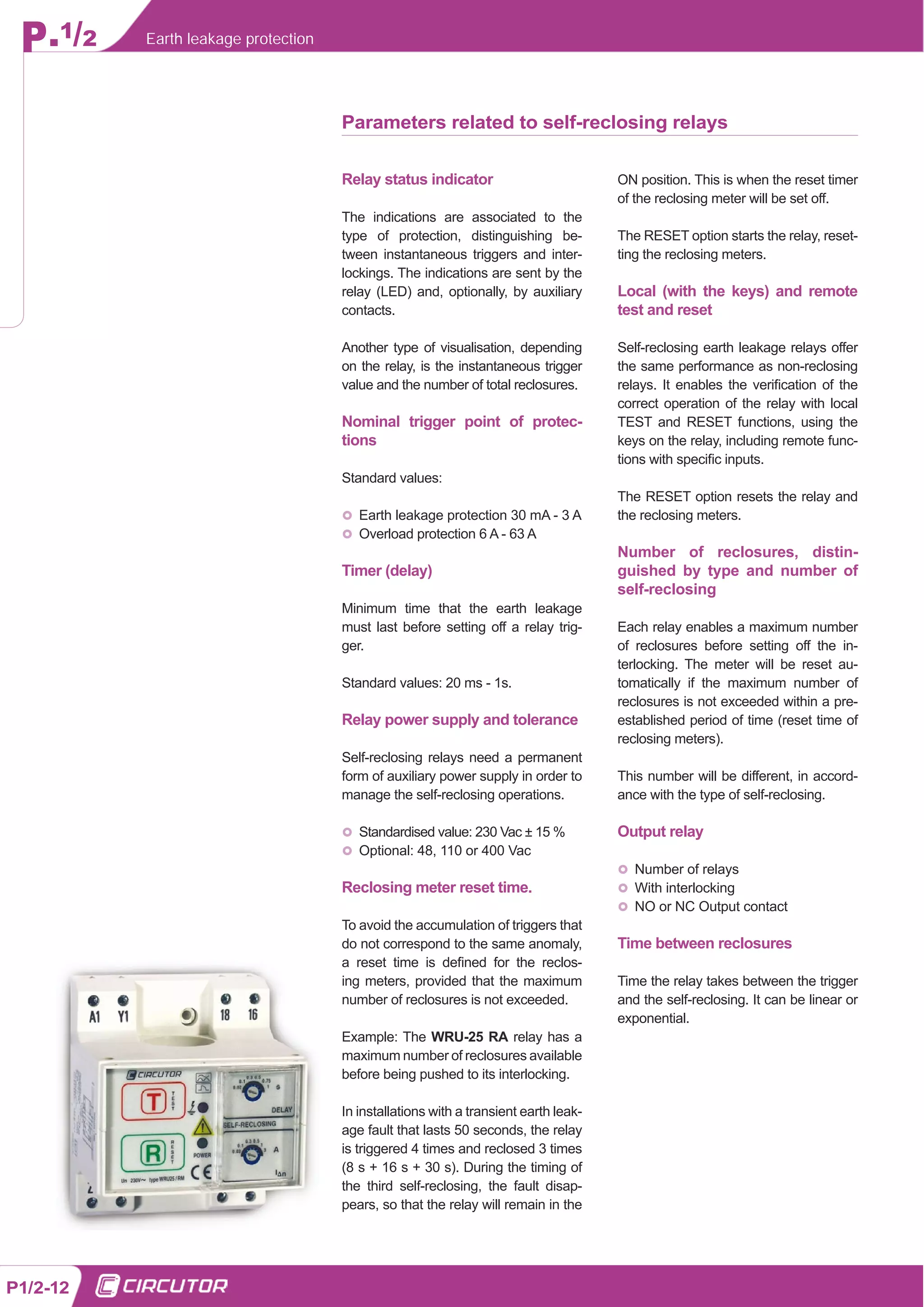 Catalog relay bảo vệ Circutor dòng RGE | PDF