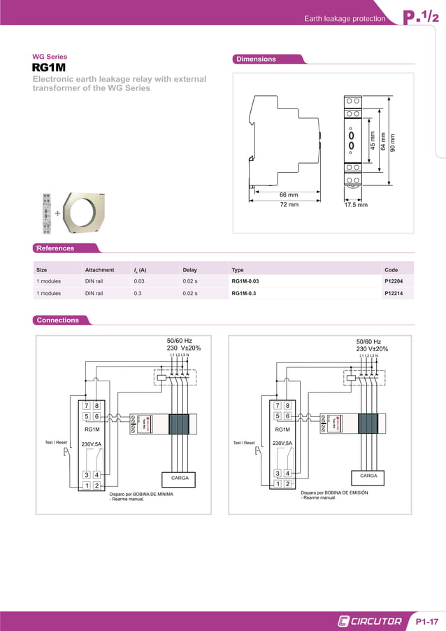 Catalog relay bảo vệ Circutor dòng RGE | PDF