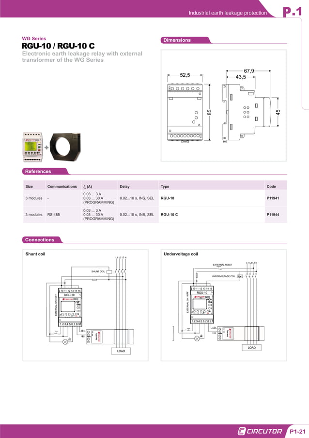 Catalog relay bảo vệ Circutor dòng RGE | PDF