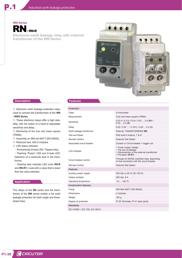 Catalog relay bảo vệ Circutor dòng RGE | PDF