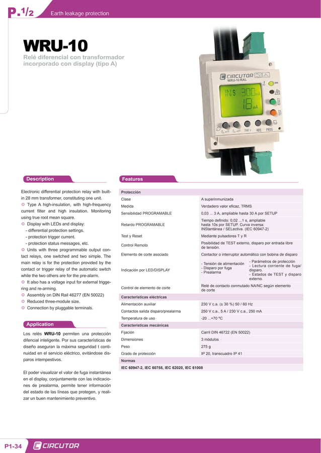 Catalog relay bảo vệ Circutor dòng RGE | PDF