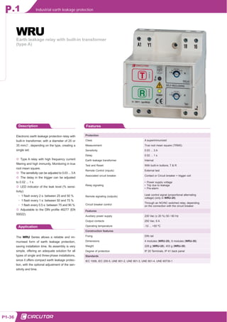 Catalog relay bảo vệ Circutor dòng RGE | PDF