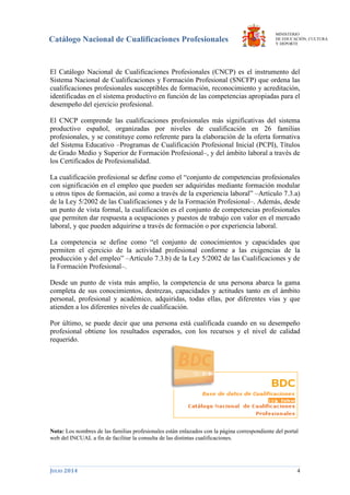 Catalogo nacional de cualificaciones profesionales 2014 | PDF