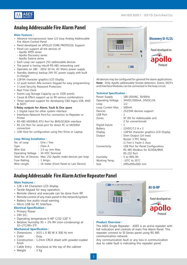 ASESIndia Analog Addressable Fire Alarm System | PDF