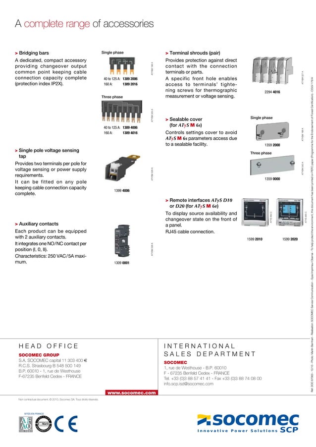 Catalog ATS Socomec ATYS M | PDF